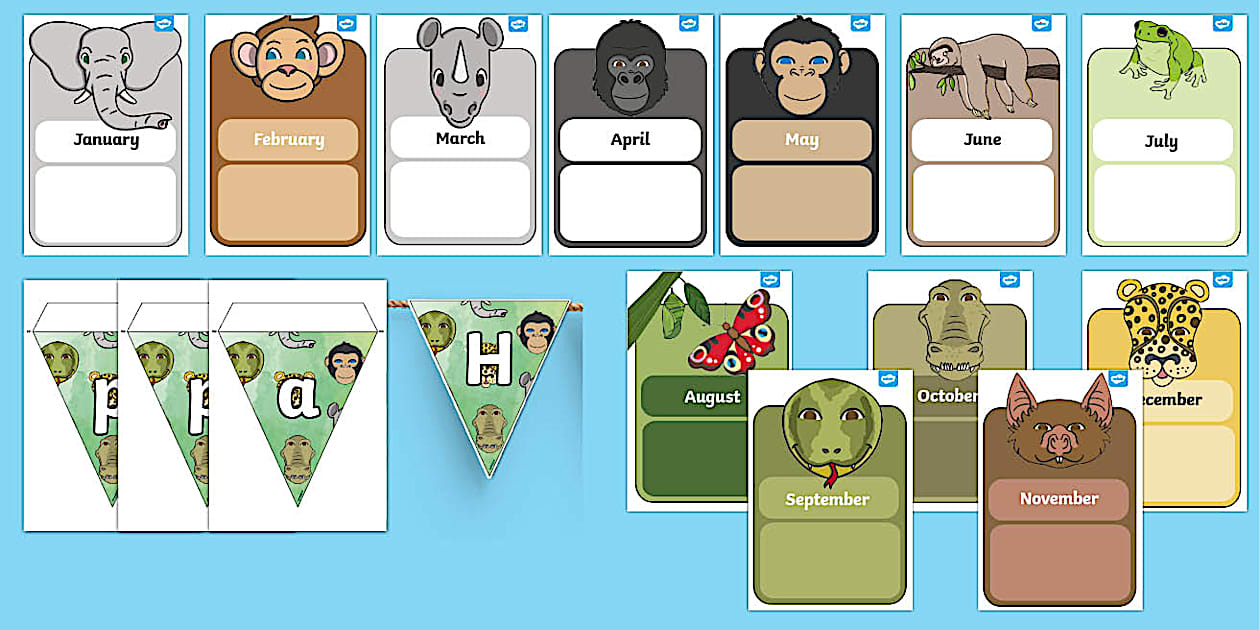 Jungle Animals Birthday Display (teacher made) - Twinkl