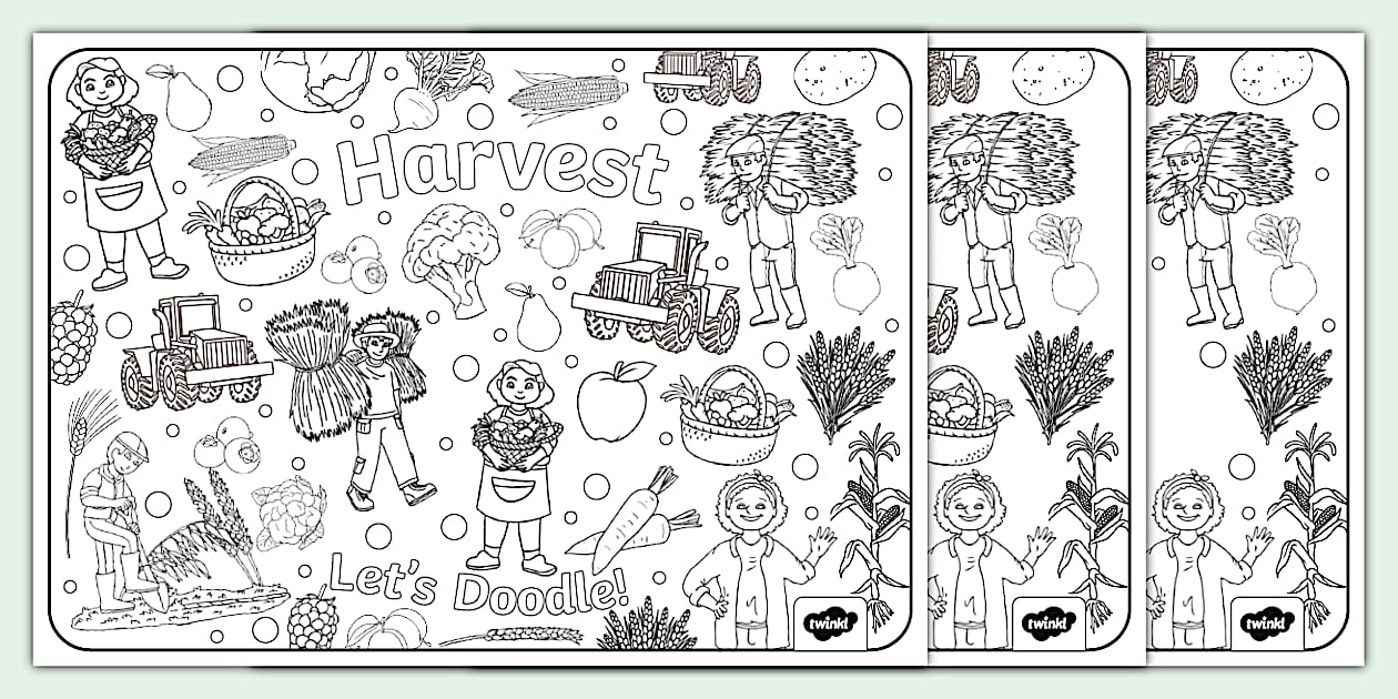 Harvest Doodle Colouring Pages - KS1 - Twinkl