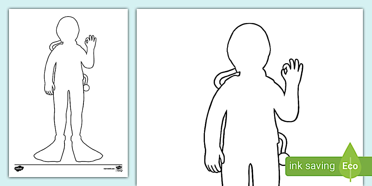 Scuba Diver Outline Template (teacher made) - Twinkl