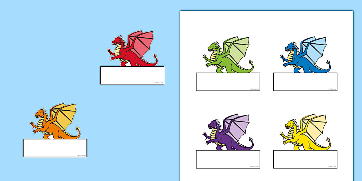 👉 Editable Self-Registration Labels (Dragons) - Twinkl