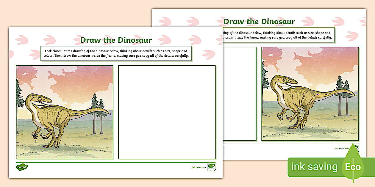 Draw the Dinosaur Art Activity (teacher made) - Twinkl