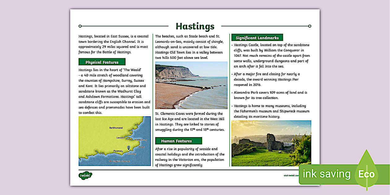 Hastings Local Geography Fact File - Twinkl - KS2 - Twinkl
