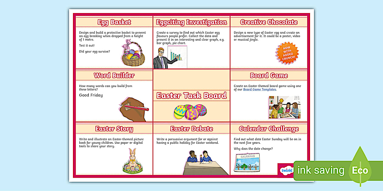 Easter Choice Board Years 5-8