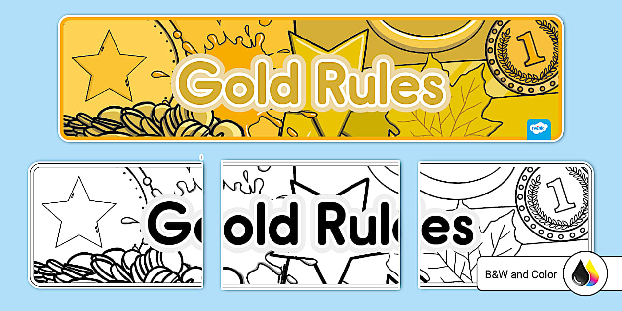 Gold Rules Banner (teacher made) - Twinkl