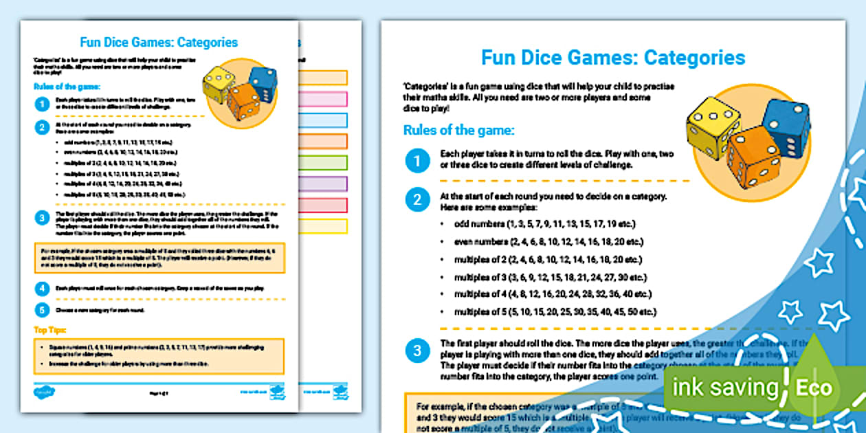 👉 Fun Dice Games: Categories