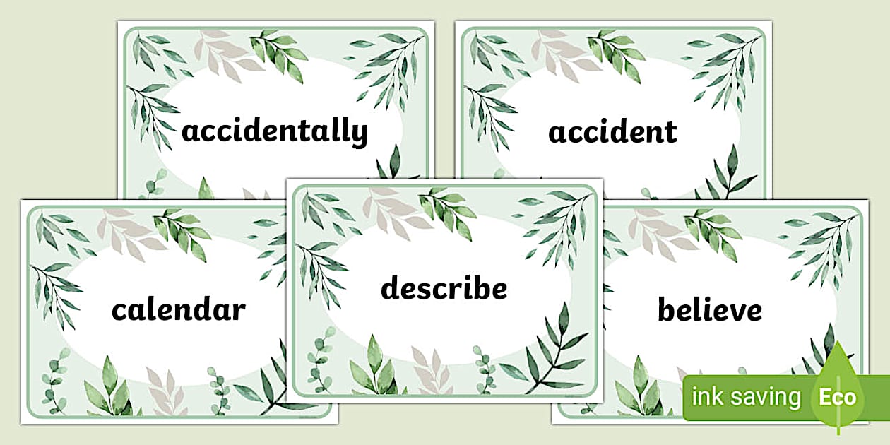 Year 3 and 4 Common Exception Words on Botanical-Themed Display Posters