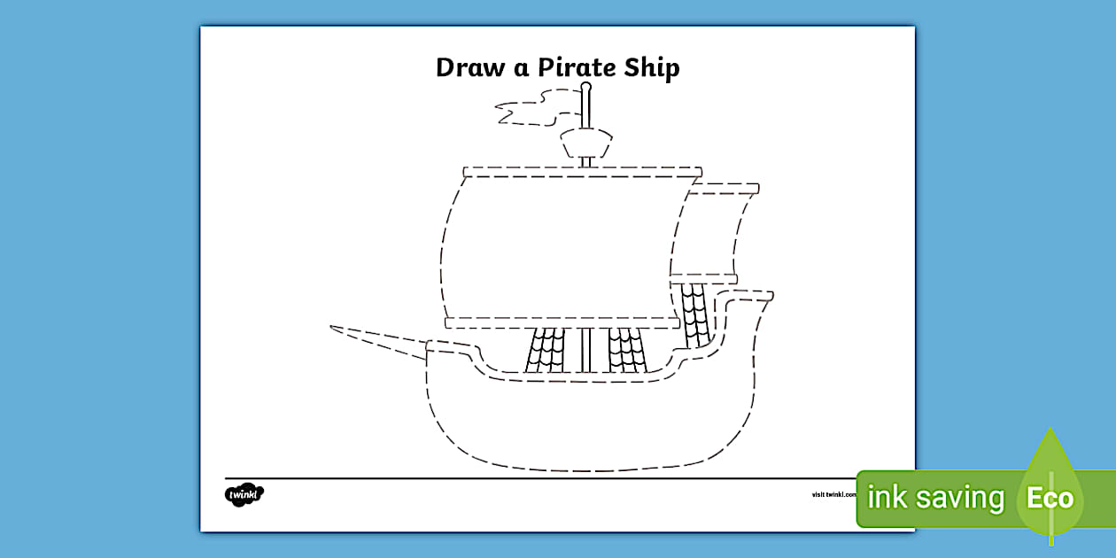 EYFS Draw a Pirate Ship Pencil Control Activity | Twinkl