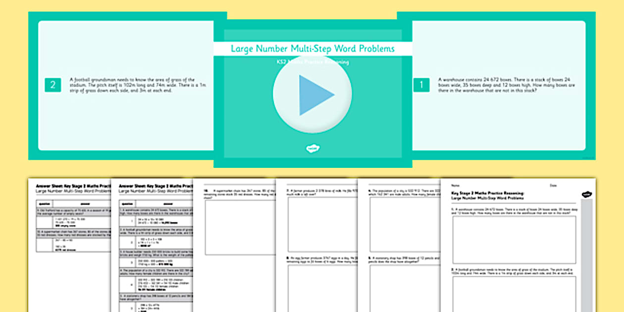 KS2 Reasoning SATs Practice: Number Word Problems Resource