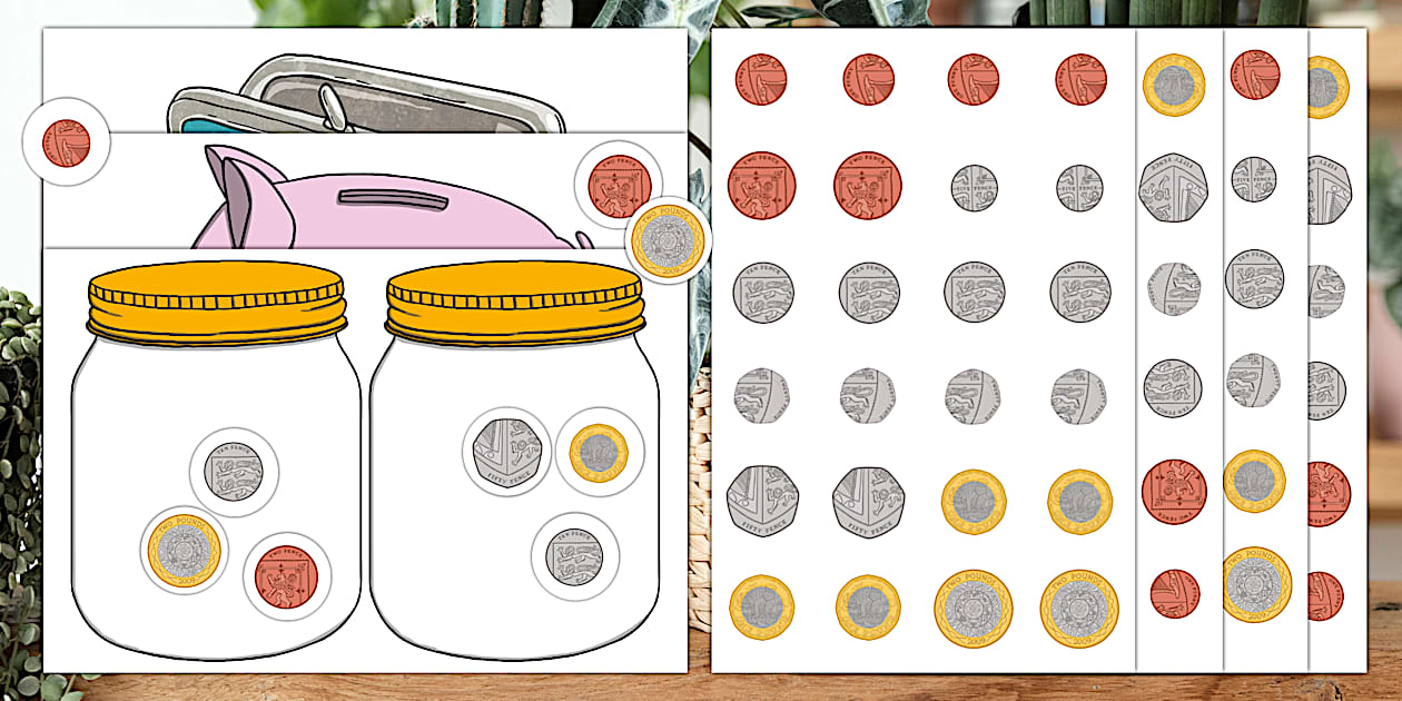 Money Counting - Pounds and Pence - Bumper Sticker Activity