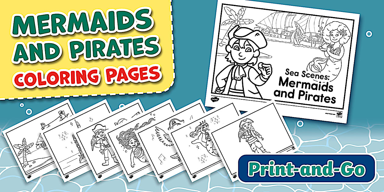 Mermaids and Pirates Coloring Book (teacher made) - Twinkl