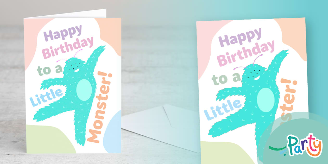 Happy Birthday to a Little Monster Card | Twinkl Party