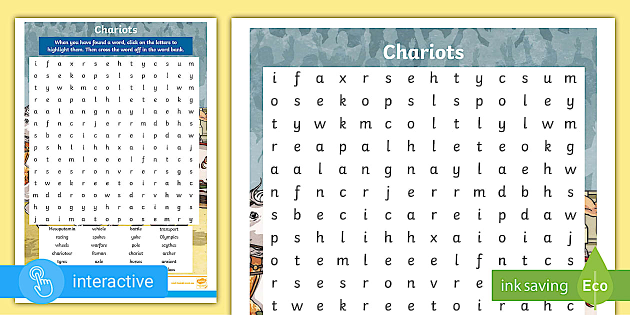Chariot Word Search (Teacher-Made) - Twinkl