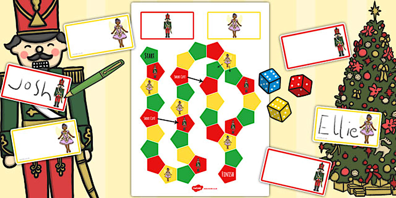 Black and White The Nutcracker Themed Editable Board Game