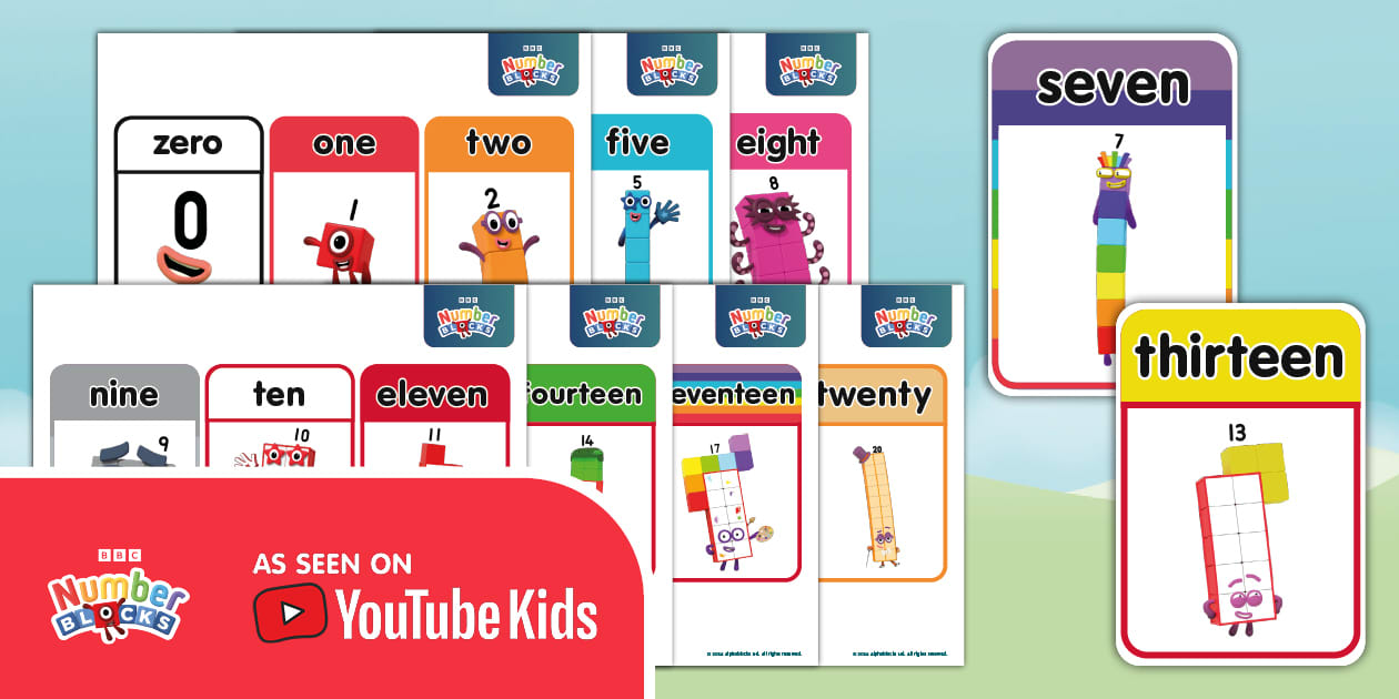 Numberblocks: Numbers 0-20 Number and Word Flash Cards