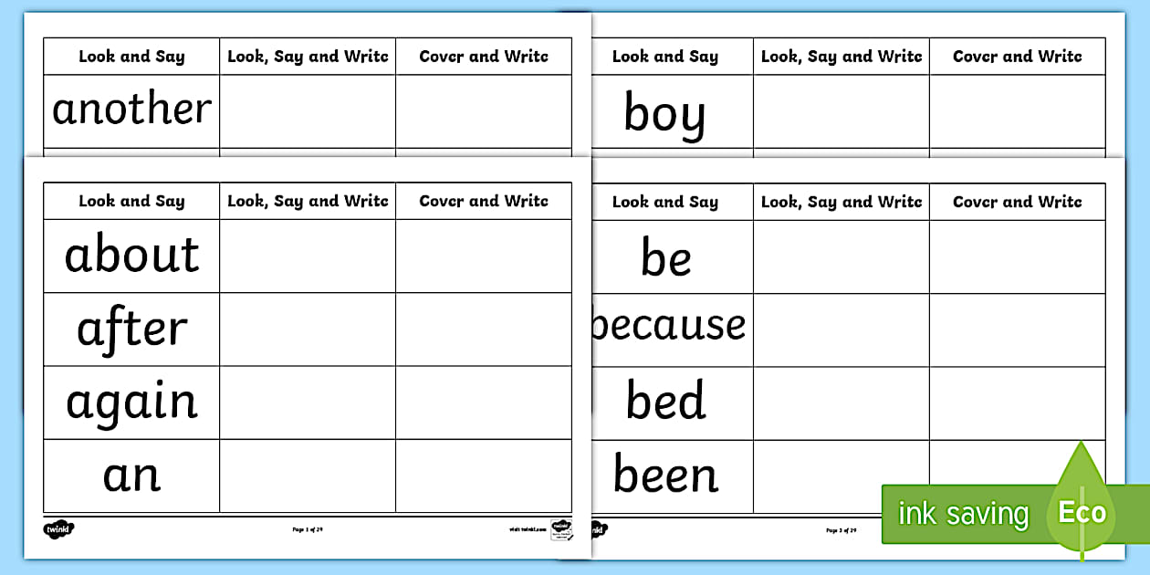 Editable KS1 Key Word Handwriting Practice Worksheets