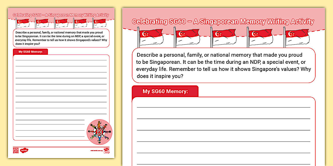 SG60 Memory Writing Activity Sheet (teacher made) - Twinkl