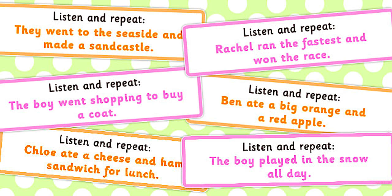 Listen and Repeat 8-9 Word Length Sentence Cards - Twinkl