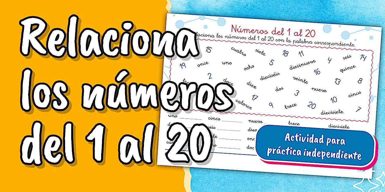 Ficha de actividad: Relaciona los números del 1 al 20