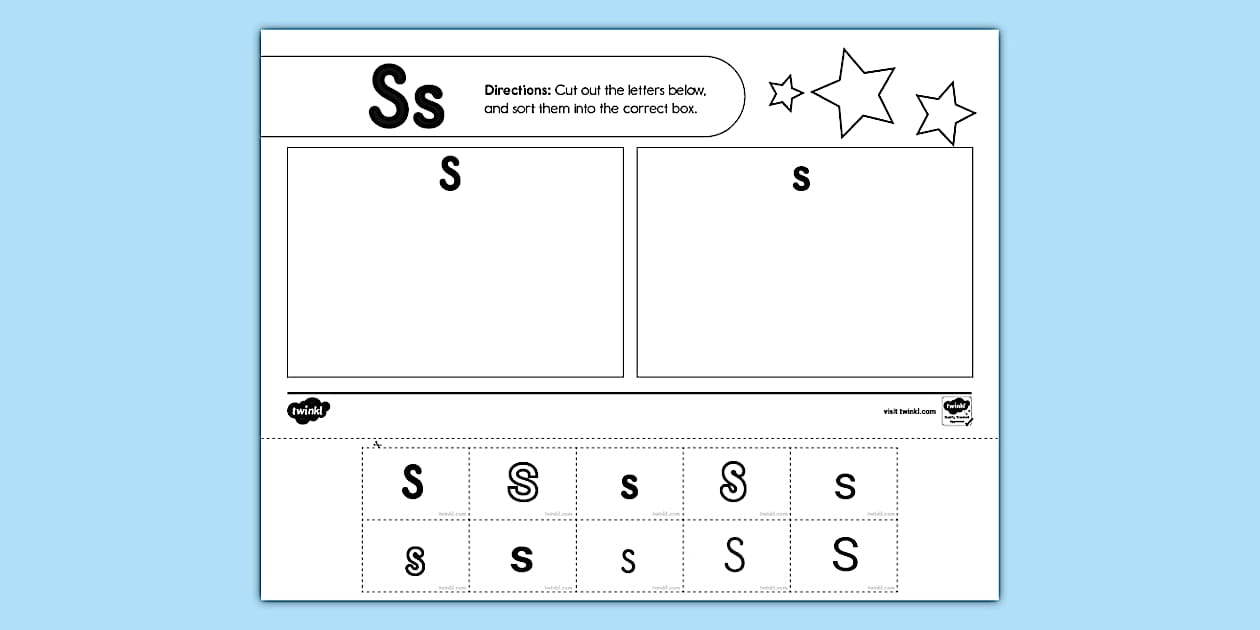 Uppercase and Lowercase Letter S Sort (creat de profesori)