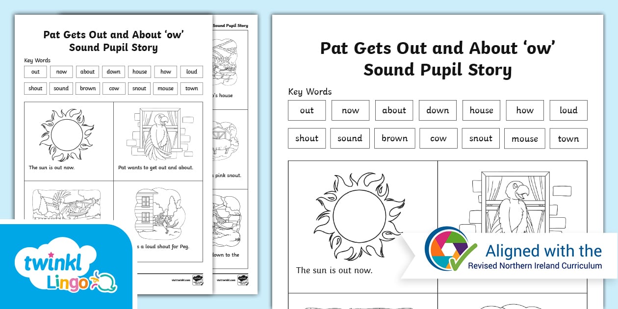 Pat Gets Out and About 'ow' Sound Pupil Story Activity Sheet