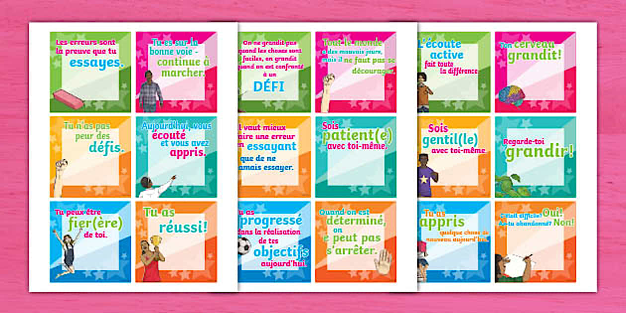 100 Growth Mindset Notes French (Lehrer gemacht) - Twinkl