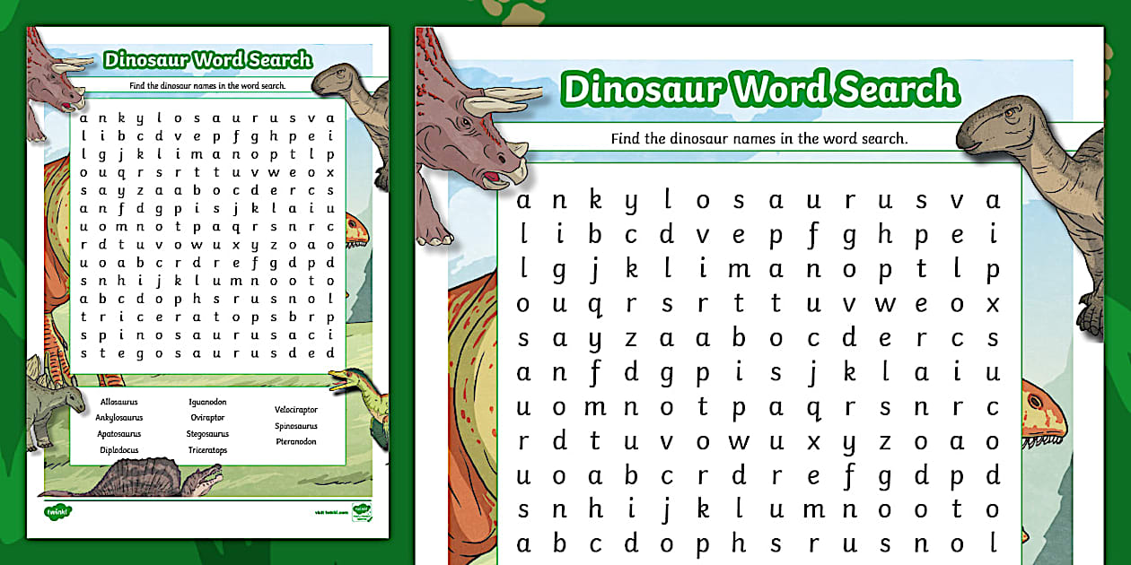 Dinosaur Word Search (teacher made) - Twinkl
