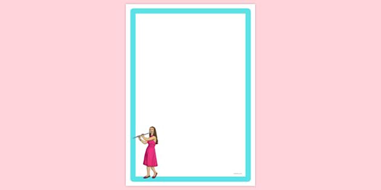 Simple Blank Girl Playing Flute Page Border | Page Borders