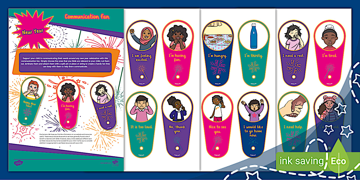 New Year Communication Fan (teacher made) - Twinkl