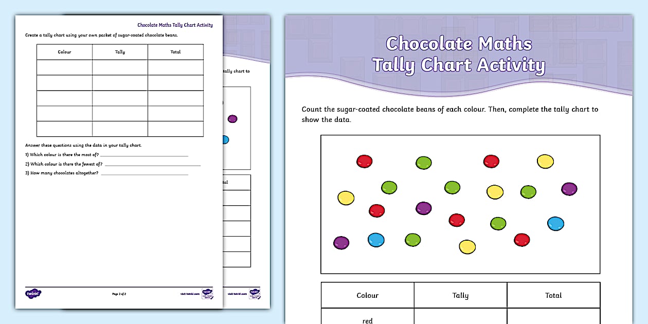 👉 Yr 2 Chocolate Maths Activity | Complete The Tally Chart