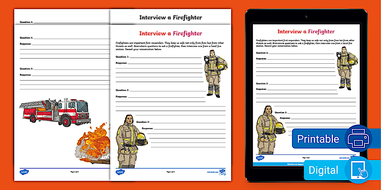 Interview a Firefighter Activity (teacher made) - Twinkl