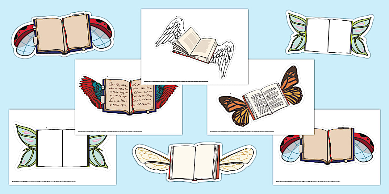 Flying Books Display Cut-Outs (teacher made) - Twinkl