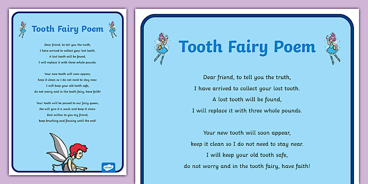 Tooth Fairy Poem Display Poster - Twinkl