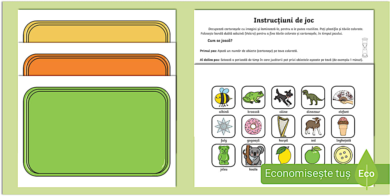 Alfabetul în imagini: Ce este pe tavă? - Joc de memorie