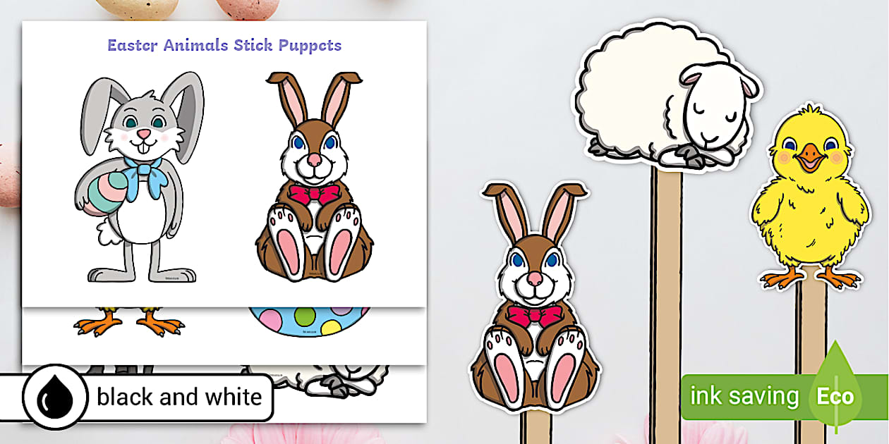 Easter Animals Stick Puppets | Twinkl Party (teacher made)