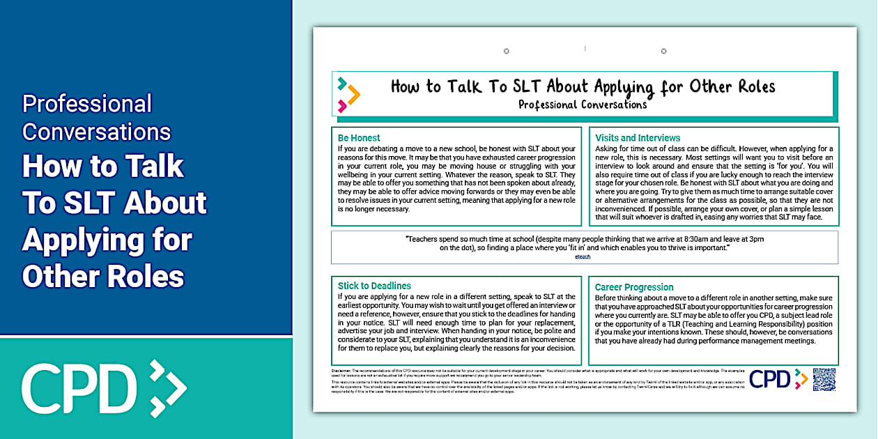 How to Talk To SLT About Applying for Other Roles - Twinkl