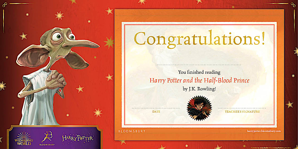 Harry Potter and the Half-Blood Prince: Certificate - Twinkl