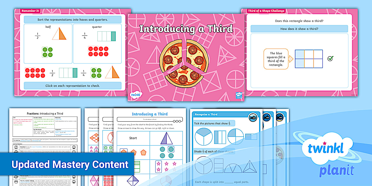 👉 Year 2 Fractions Introducing a Third PlanIt Maths Lesson 6