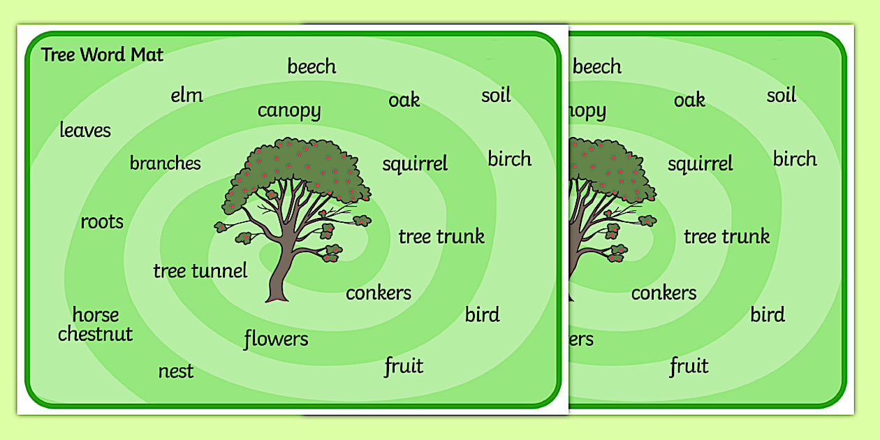 Cursive Tree Word Mat (Teacher-Made) - Twinkl