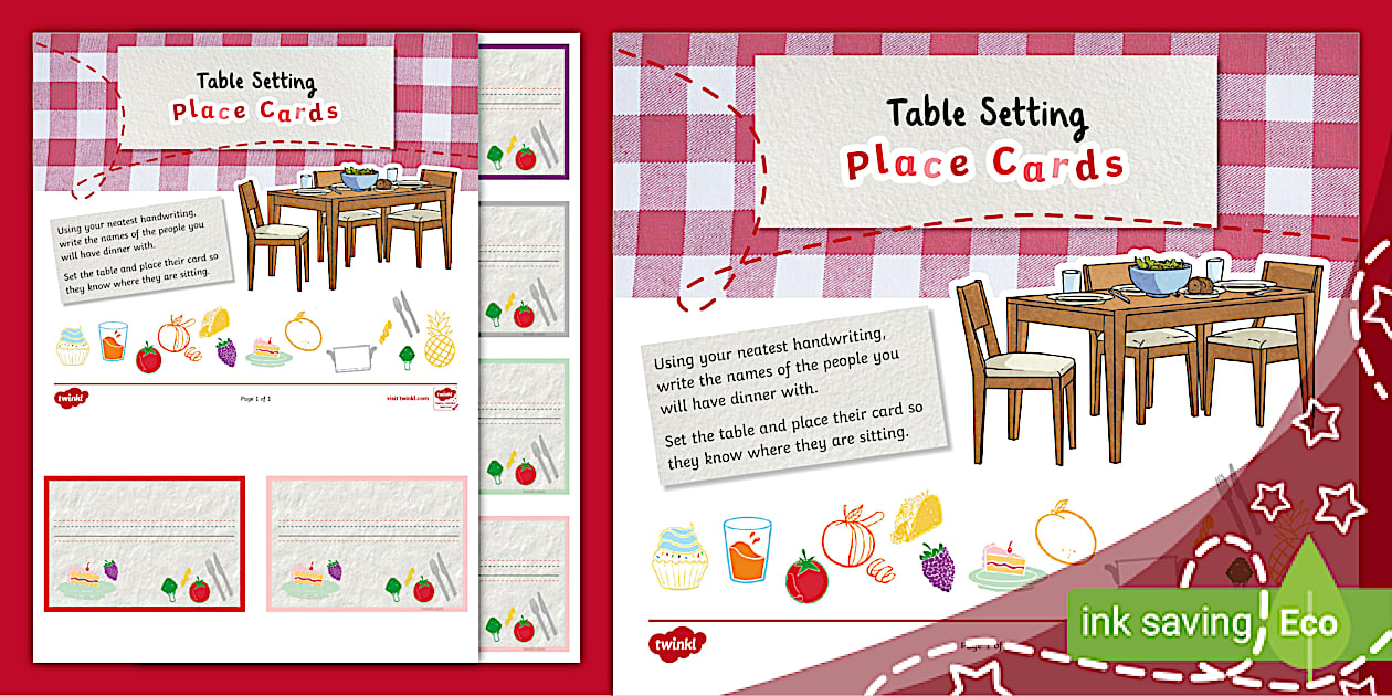 Food-Themed Handwriting Practice - Place Cards