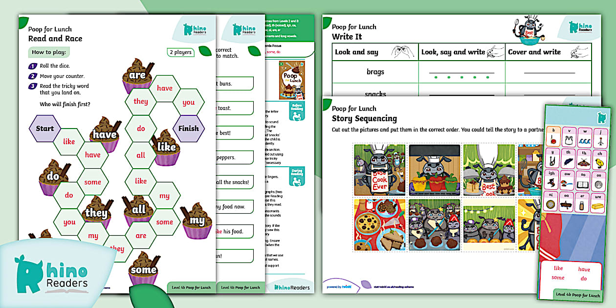 4b Poop for Lunch: Resource Pack - Twinkl Rhino Readers
