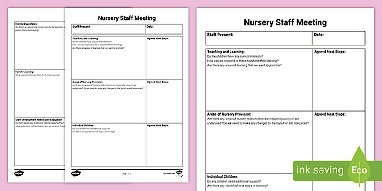 Editable Nursery Staff Meeting Template (teacher made)