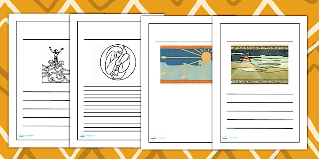 Black and White Ancient Egyptian Creation Story Writing Frames