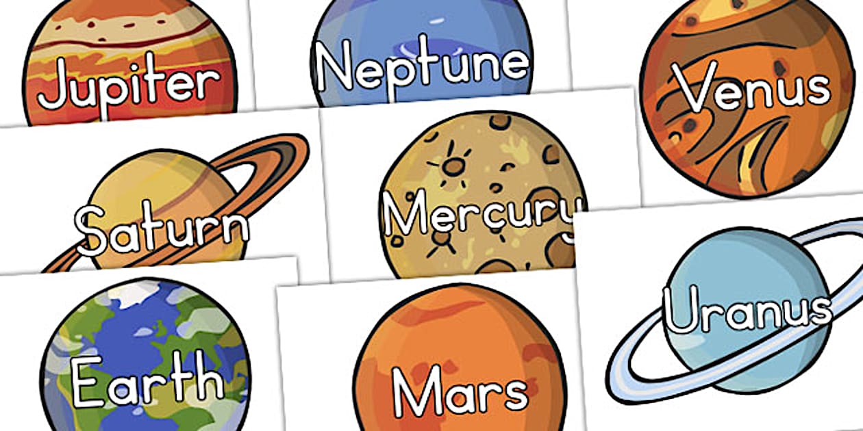 Planet Names on Planet Images (teacher made) - Twinkl