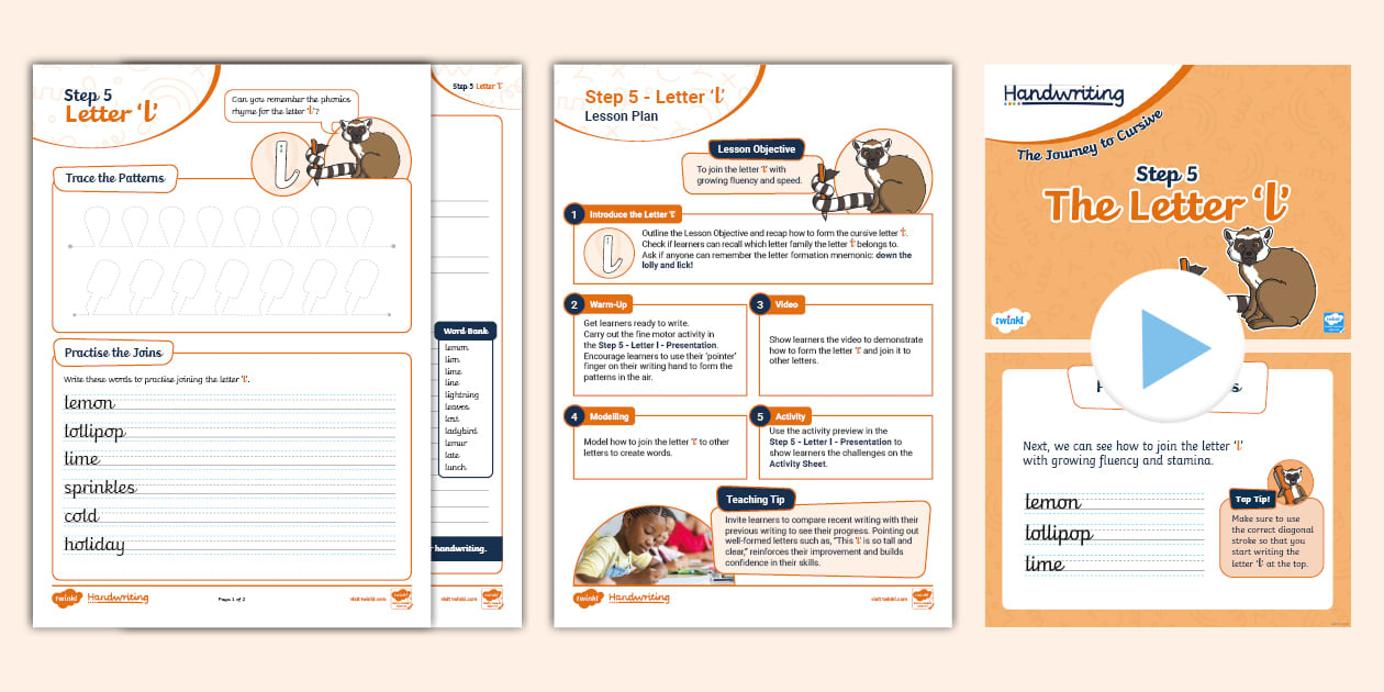 Twinkl Handwriting Scheme: Step 5 Letter l Pack - Twinkl