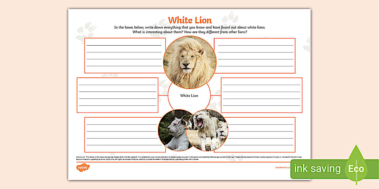 White Lion Mind Map Template (teacher made) - Twinkl