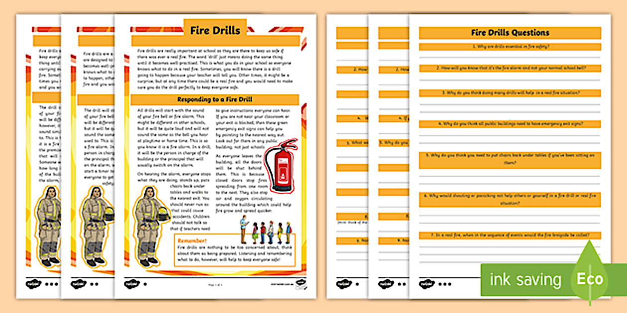 Fire Drills Differentiated Reading Comprehension Activity