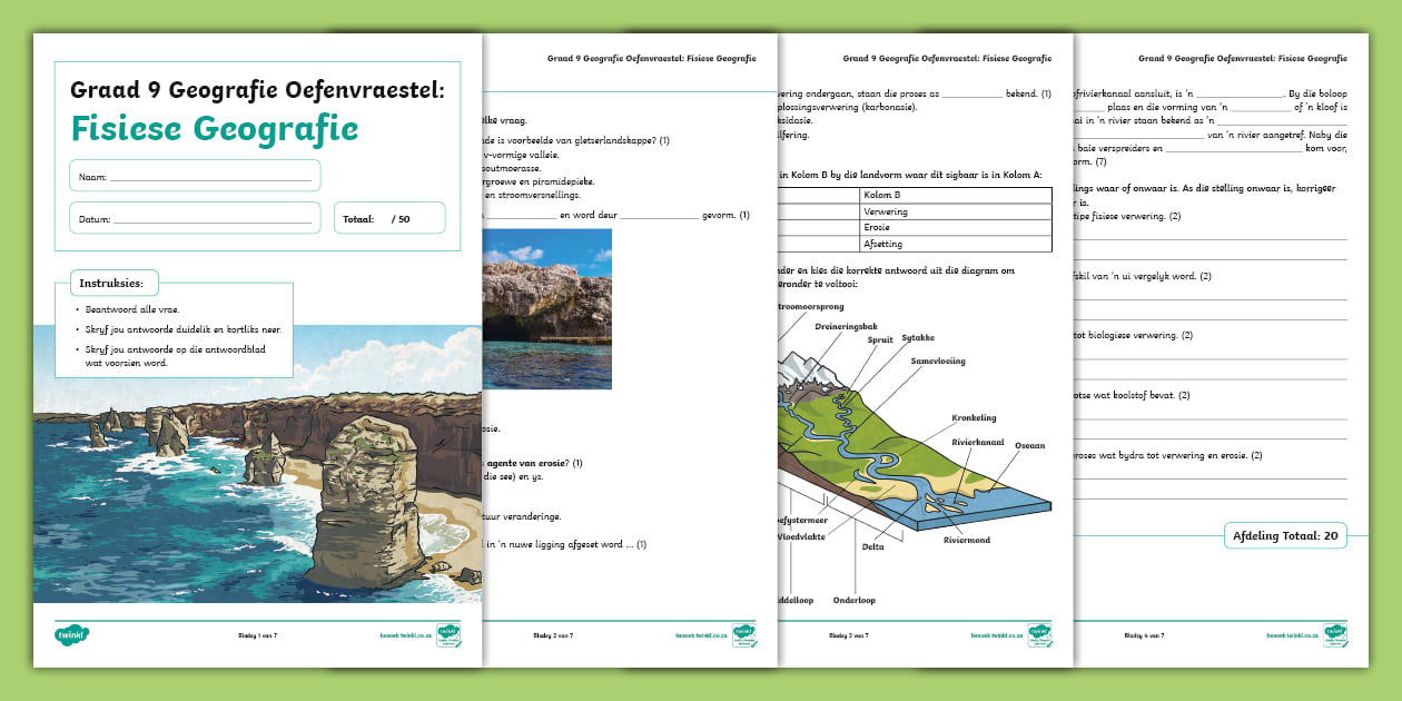 Gr 9 Geografie Oefen toets: Fisiese Geografie