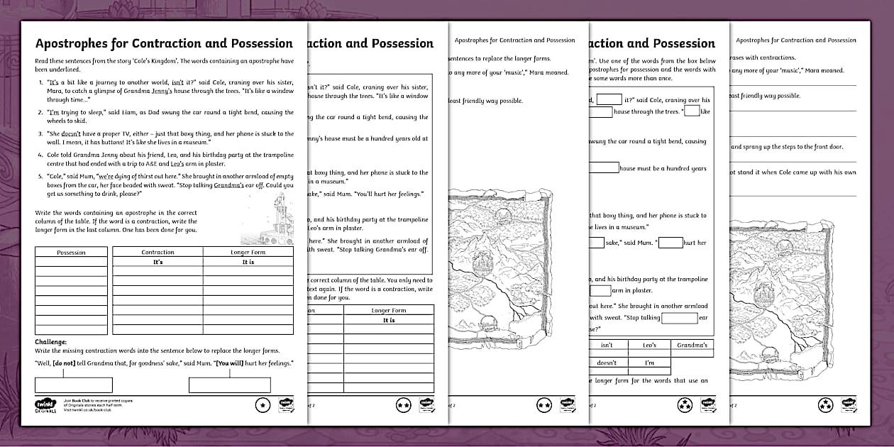 'Cole's Kingdom' Apostrophes Worksheet