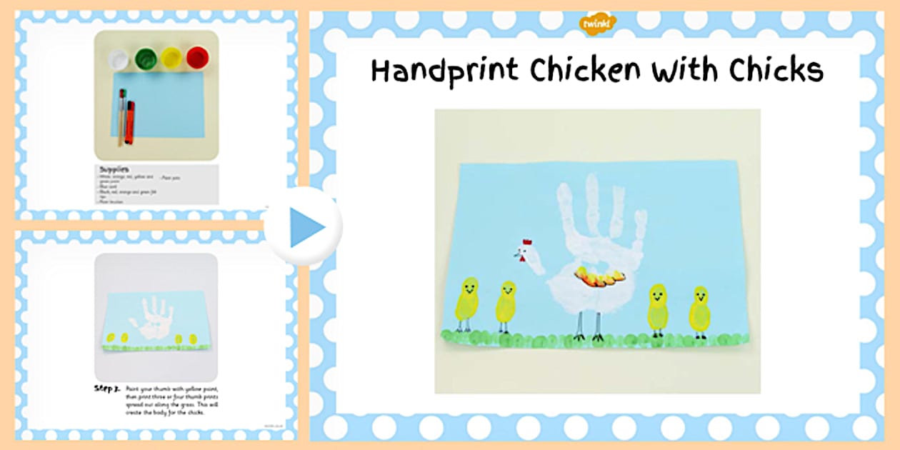 Handprint Chicken With Chicks Craft PowerPoint - Twinkl