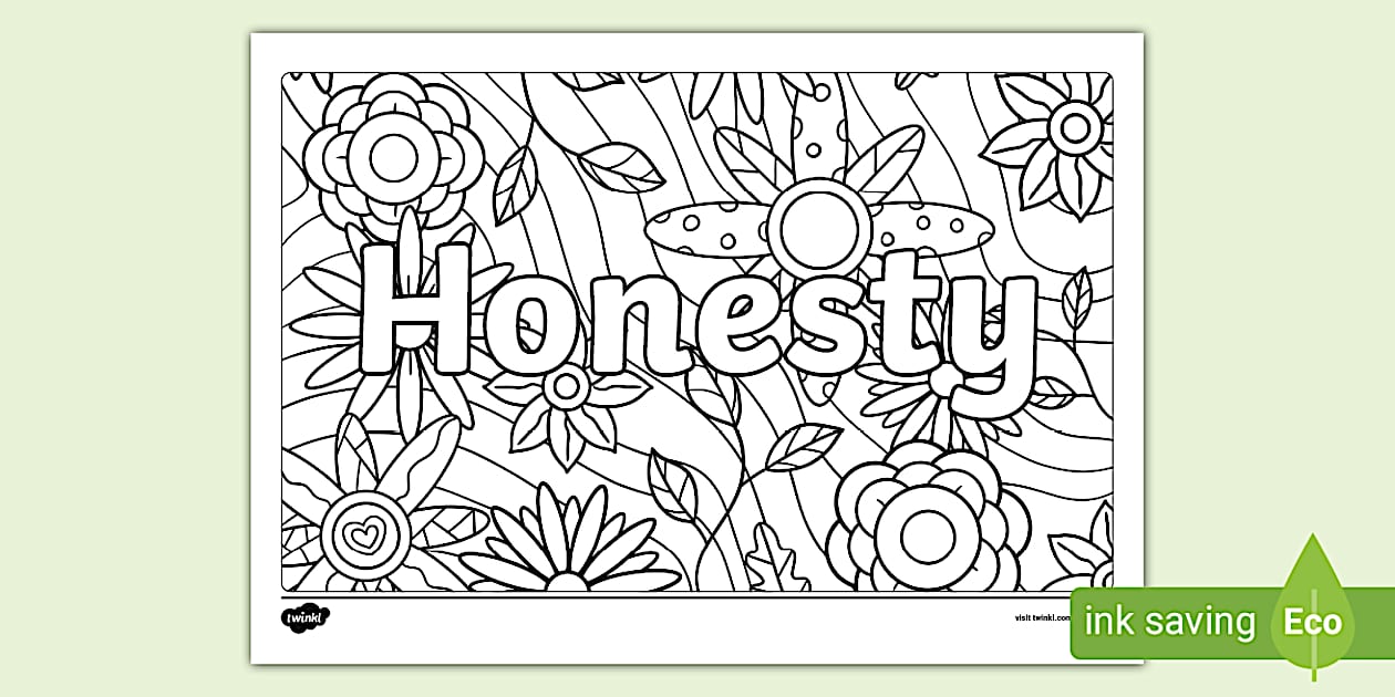 Honesty Mindfulness Colouring Sheet - KS1 - EYFS - Twinkl